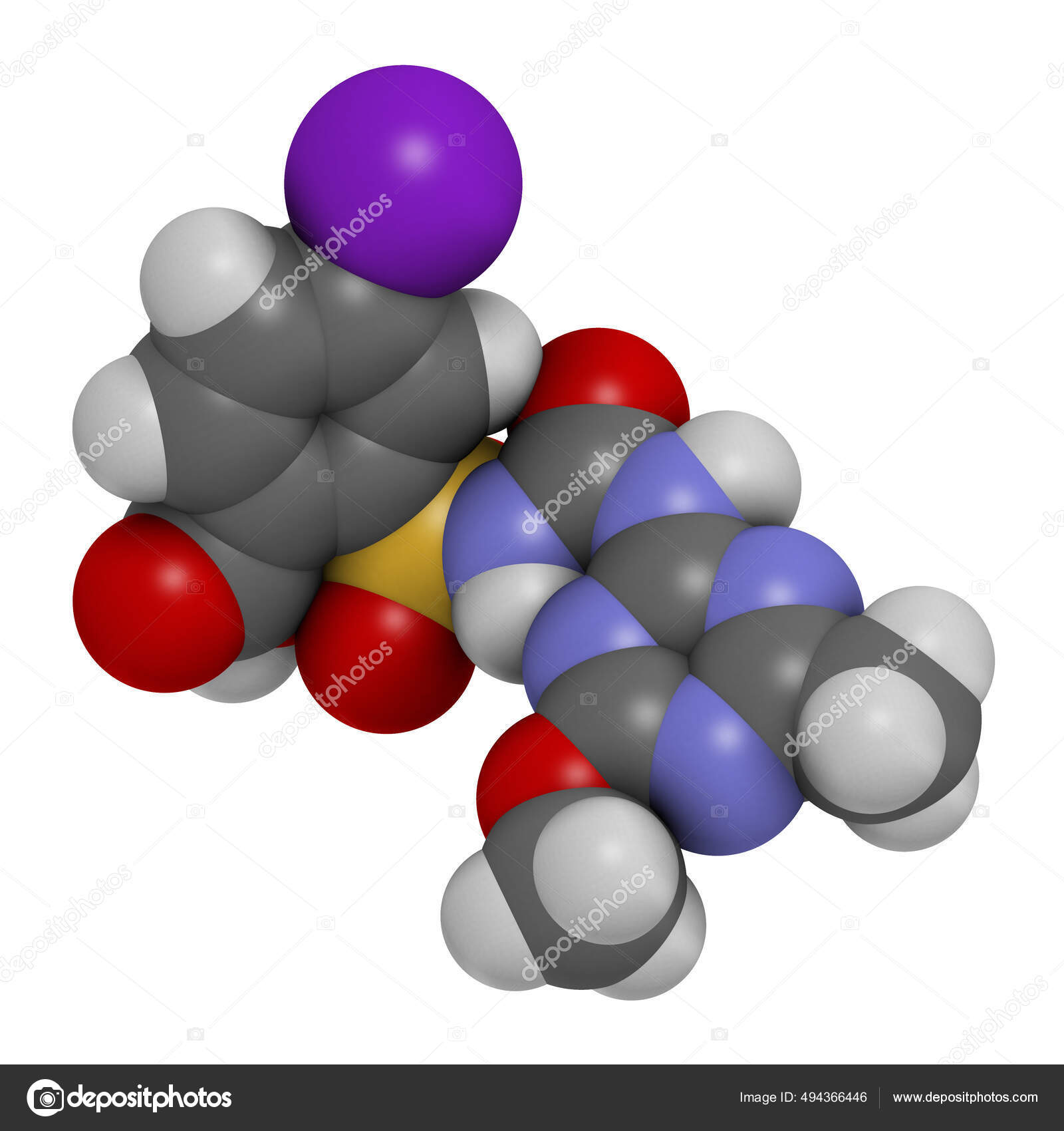 Iodosulfuron Herbicide Molecule Rendering Atoms Represented Spheres ...