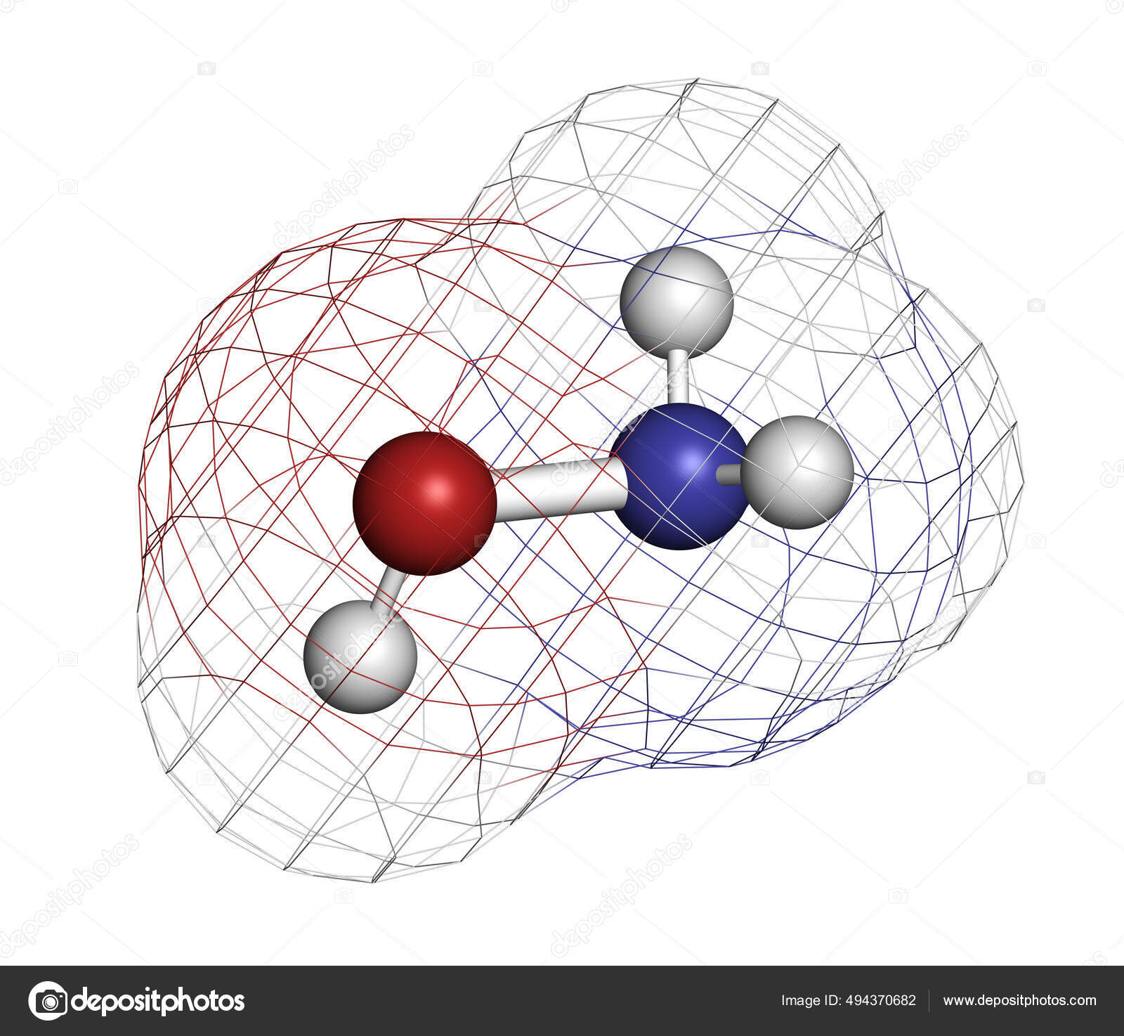 Molécula Hidroxilamina Representación Los Átomos Representan Como ...
