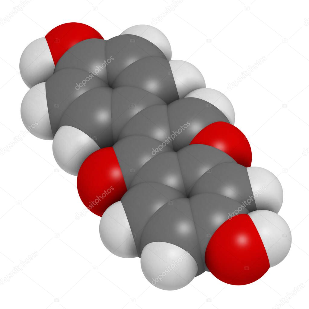 Daidzein isoflavona molécula. Representación 3D. Los átomos se ...