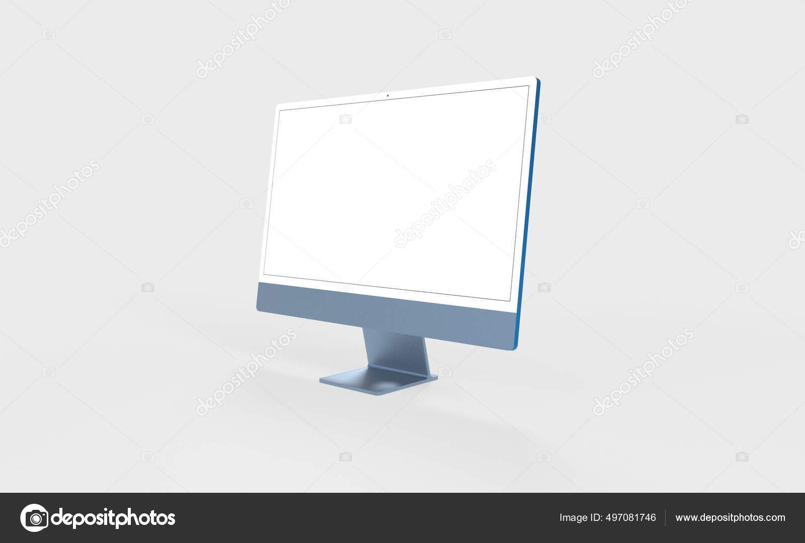 Blue Computer Monitor Copyspace White Screen Isolated White Background — Stock Photo © Wirestock ...