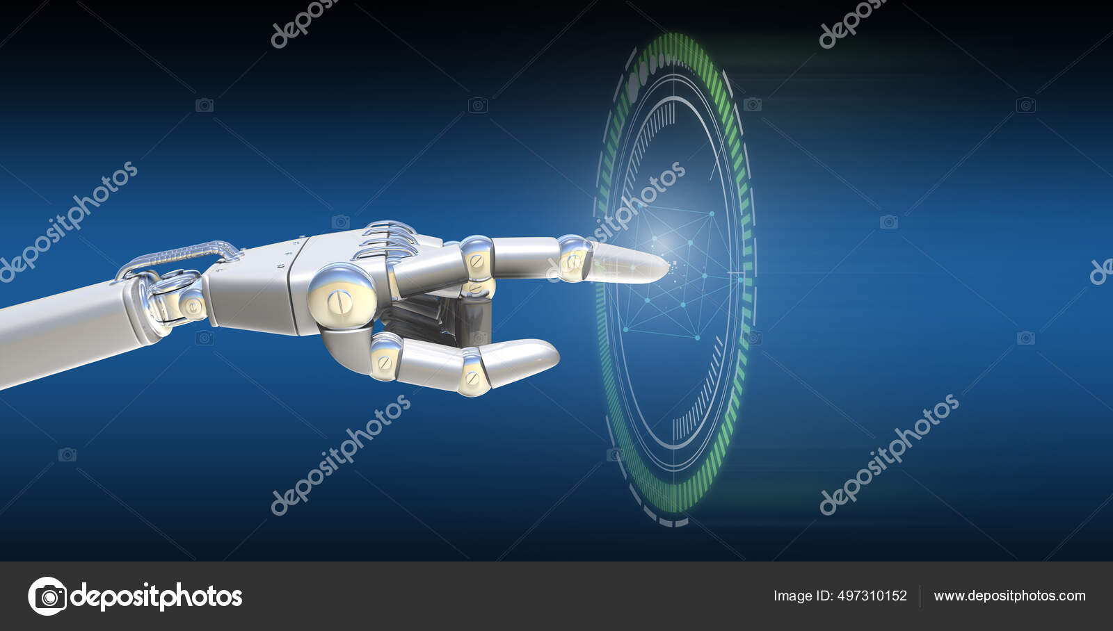 Rendering Robot Hand Pointing Finger Digital Light Overlay Background ...