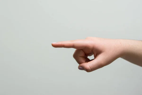 Male Hand Pointing Something White Background — Stock Photo © Wirestock ...
