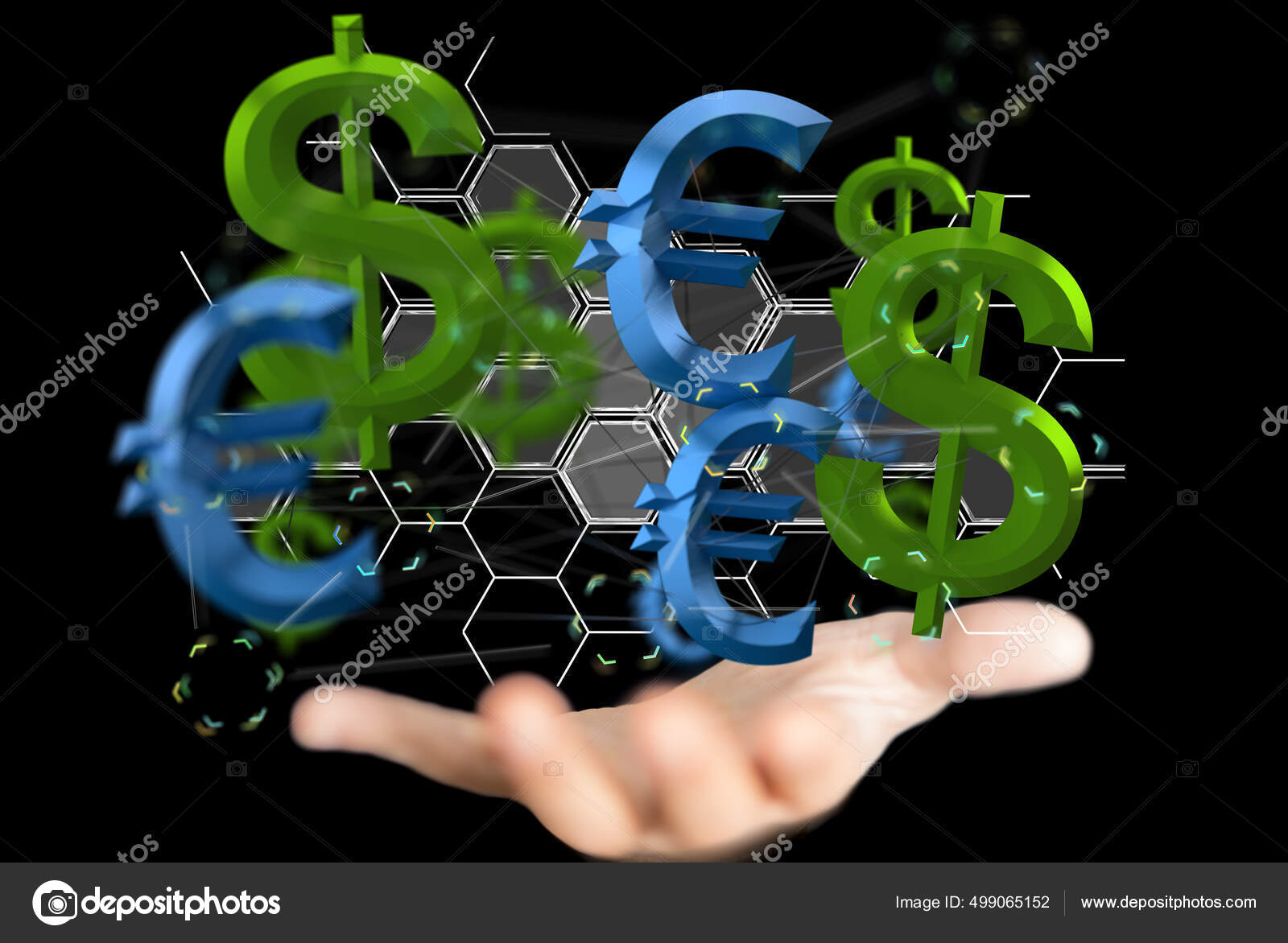 Una Mano Sosteniendo Una Representación Los Signos Del Euro Del — Foto ...