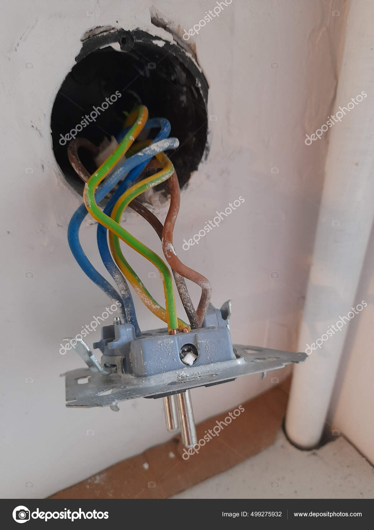 Vertical Shot Damaged Electrical Outlet Wires Stock Photo by ©Wirestock ...