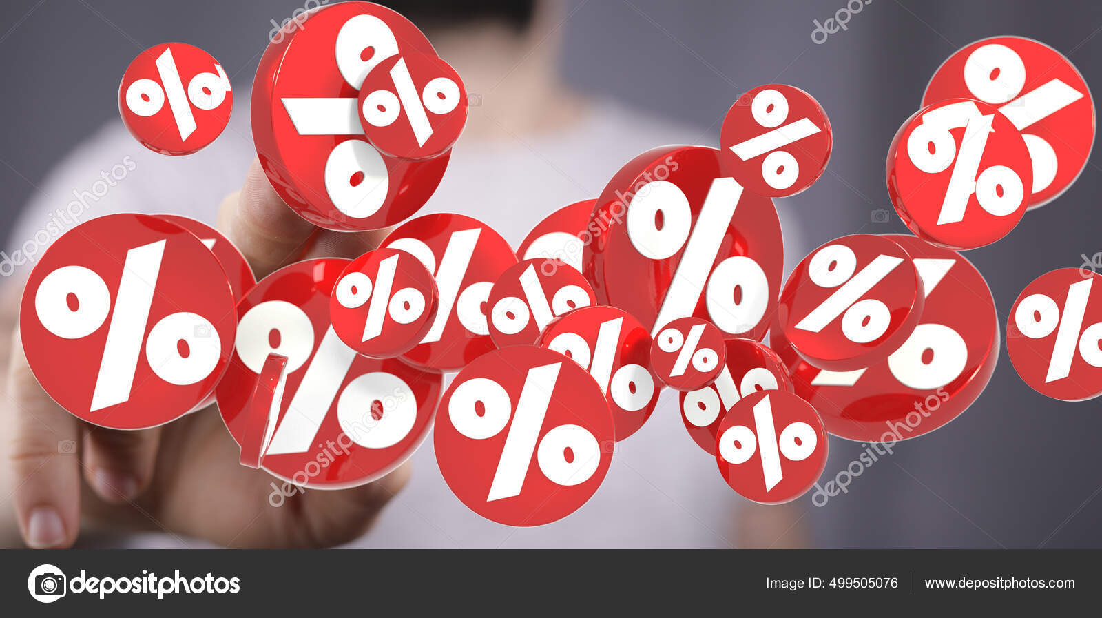 Floating Network Digital Percentage Signs Sale Investment Concept ...