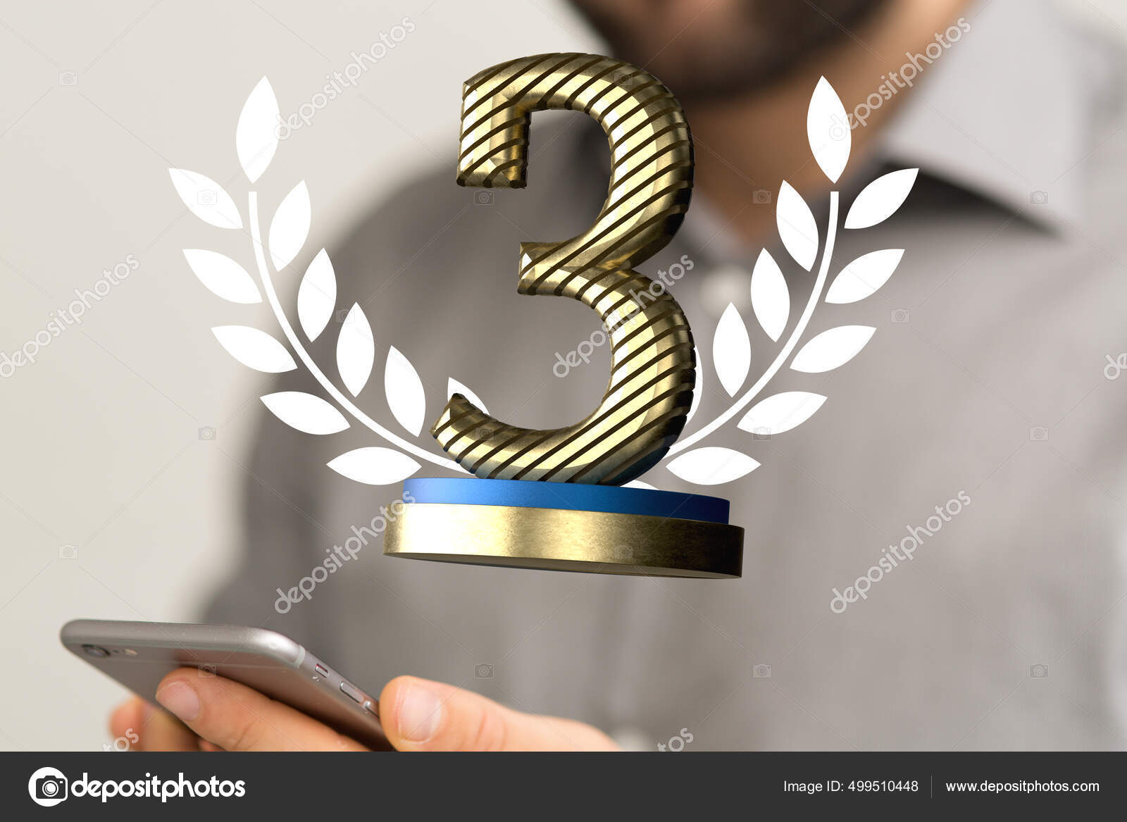 Floating Render Third Place Trophy — Stock Photo © Wirestock #499510448
