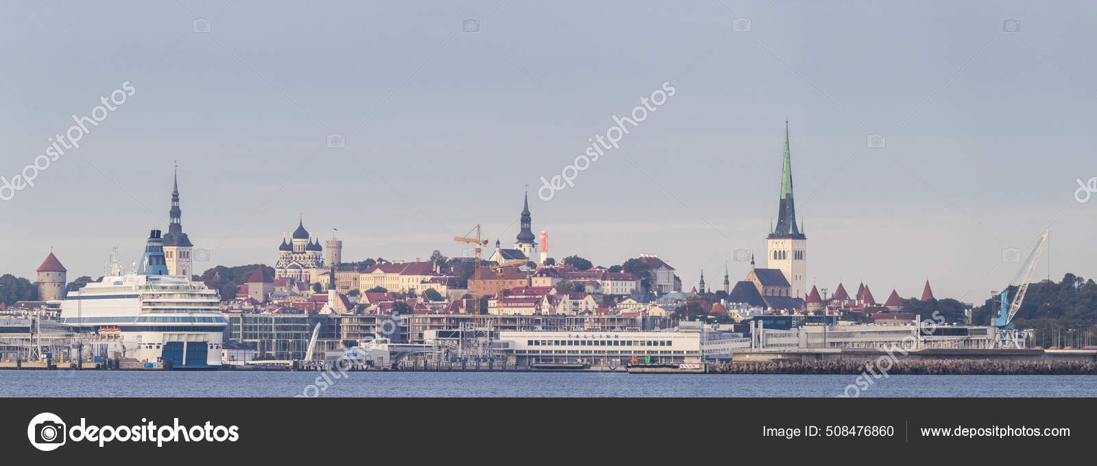 Panoramic View Tallinn Port Cruise Ship Construction New Buildings ...