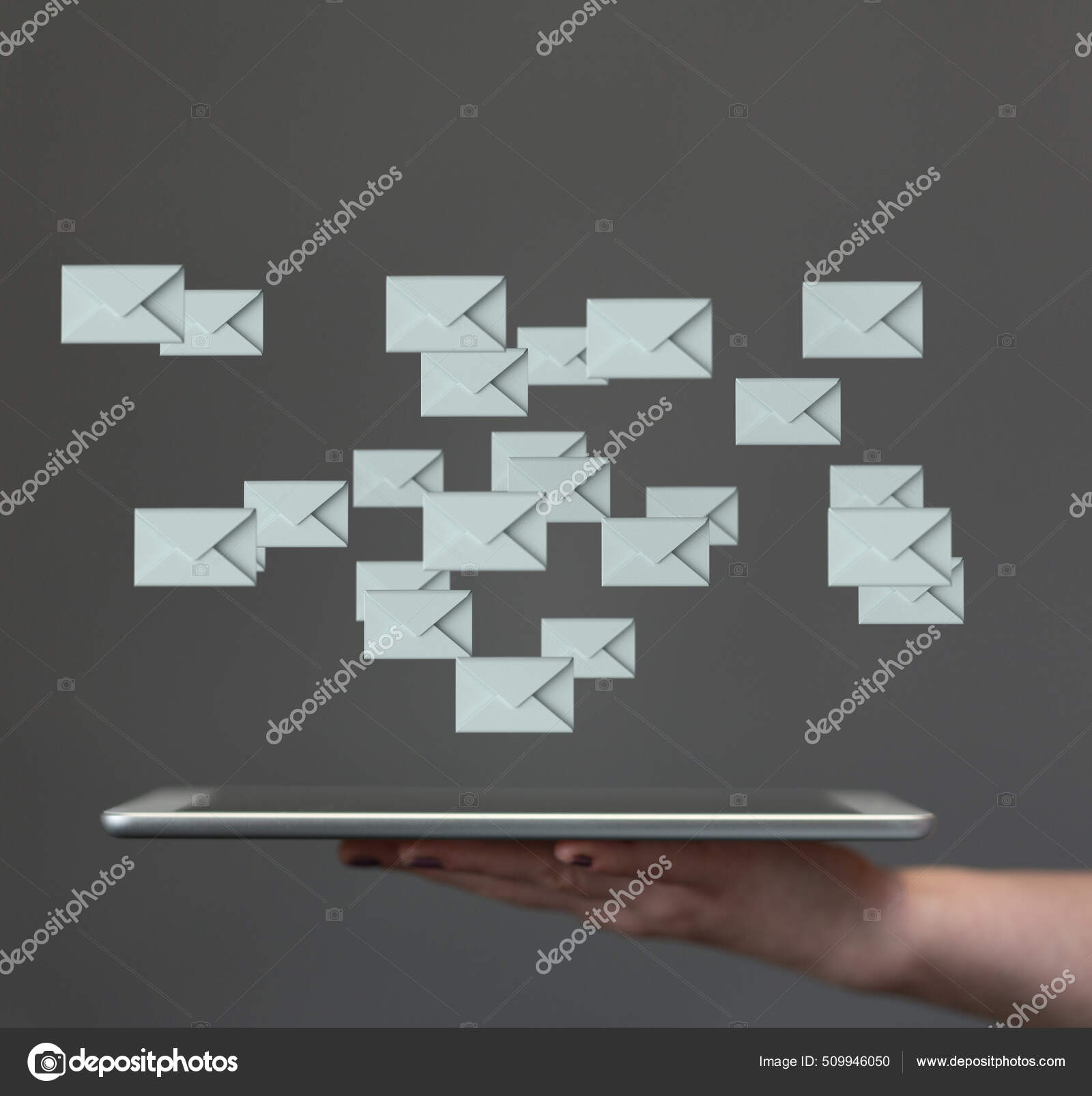 Group Email Icons Tablet Grey Background — Stock Photo © Wirestock ...