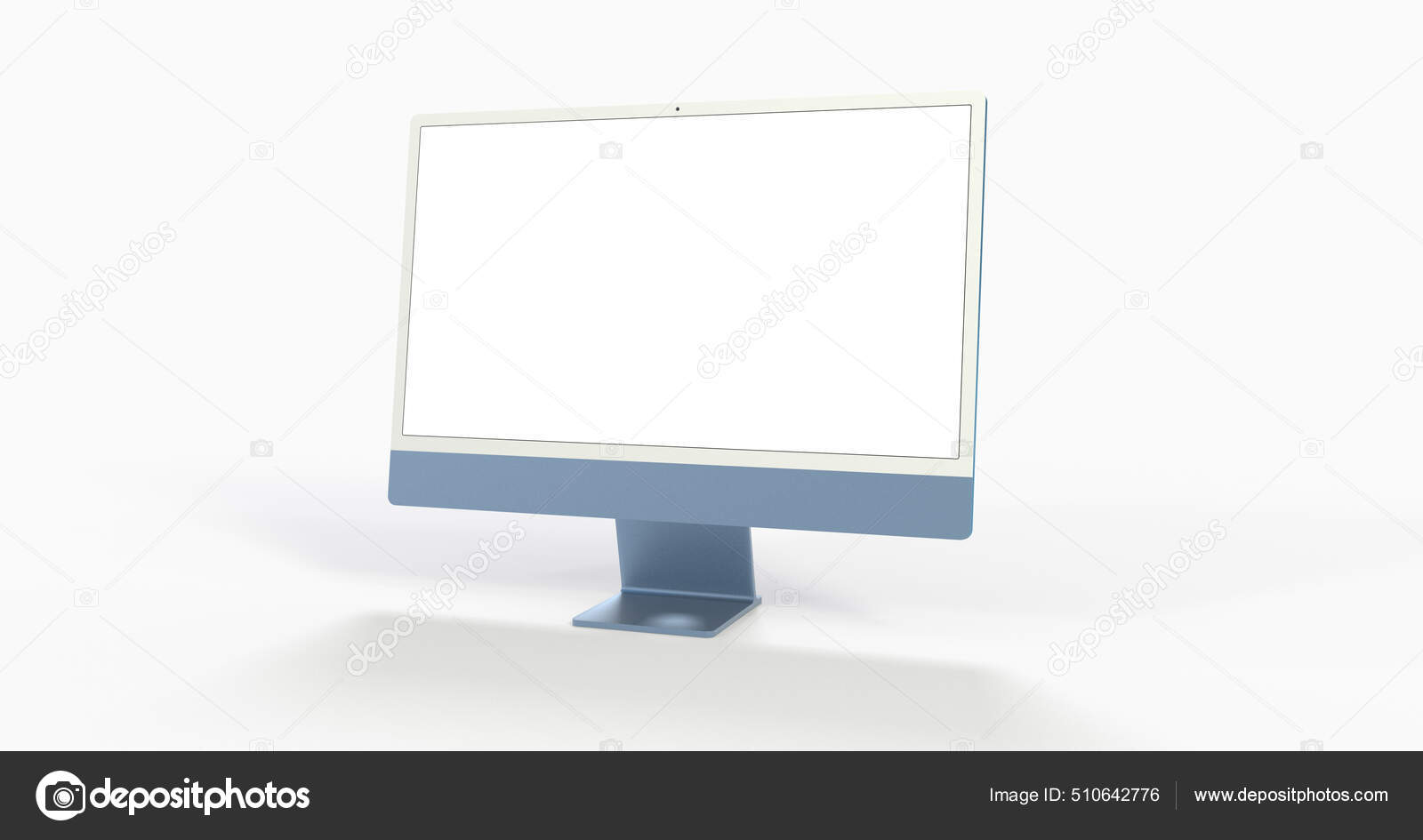 Ein Rendering Realistischer Computer Mit Weißem Bildschirm Isoliert Auf ...