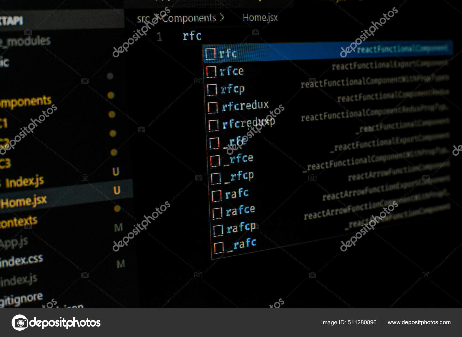 Captura Editor Código Utilizando Extensión Reaccionar Fragmentos — Foto editorial de stock ...