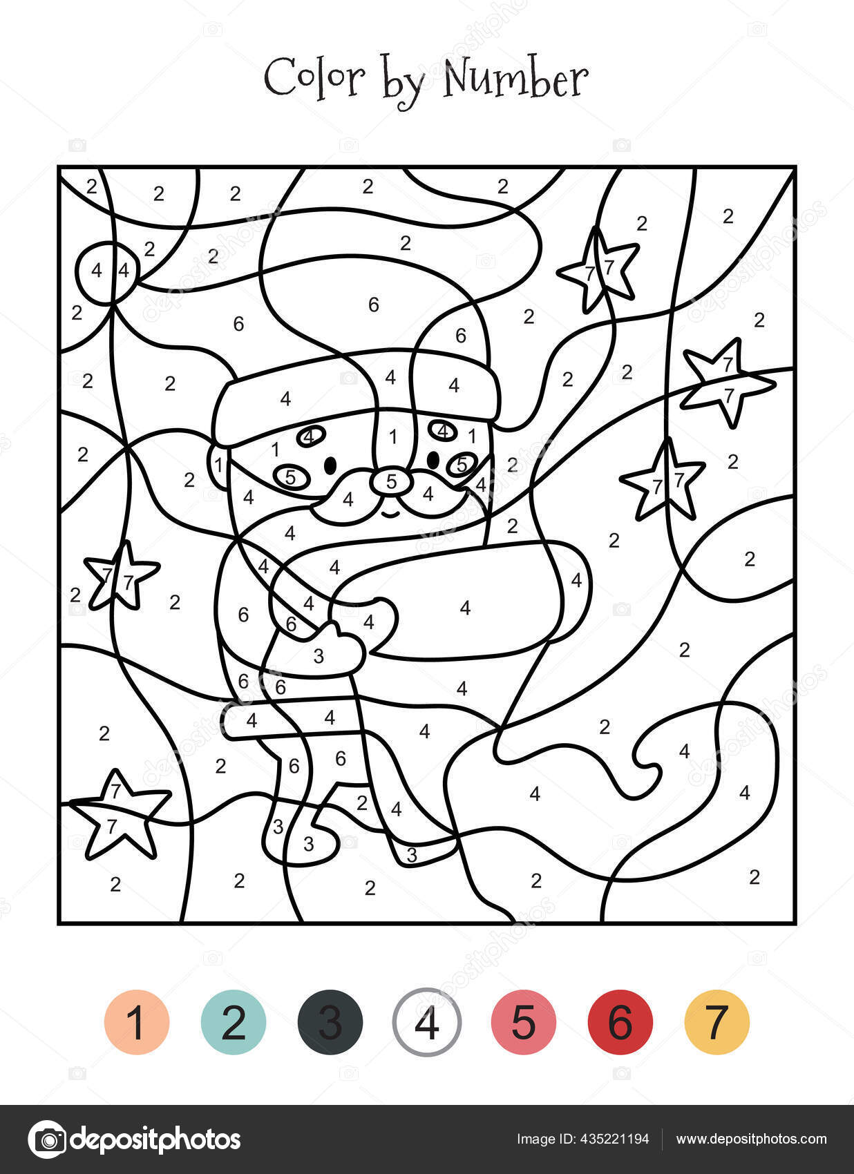 Weihnachten Malvorlagen nach Zahlen. Der süße Cartoon-Weihnachtsmann ...