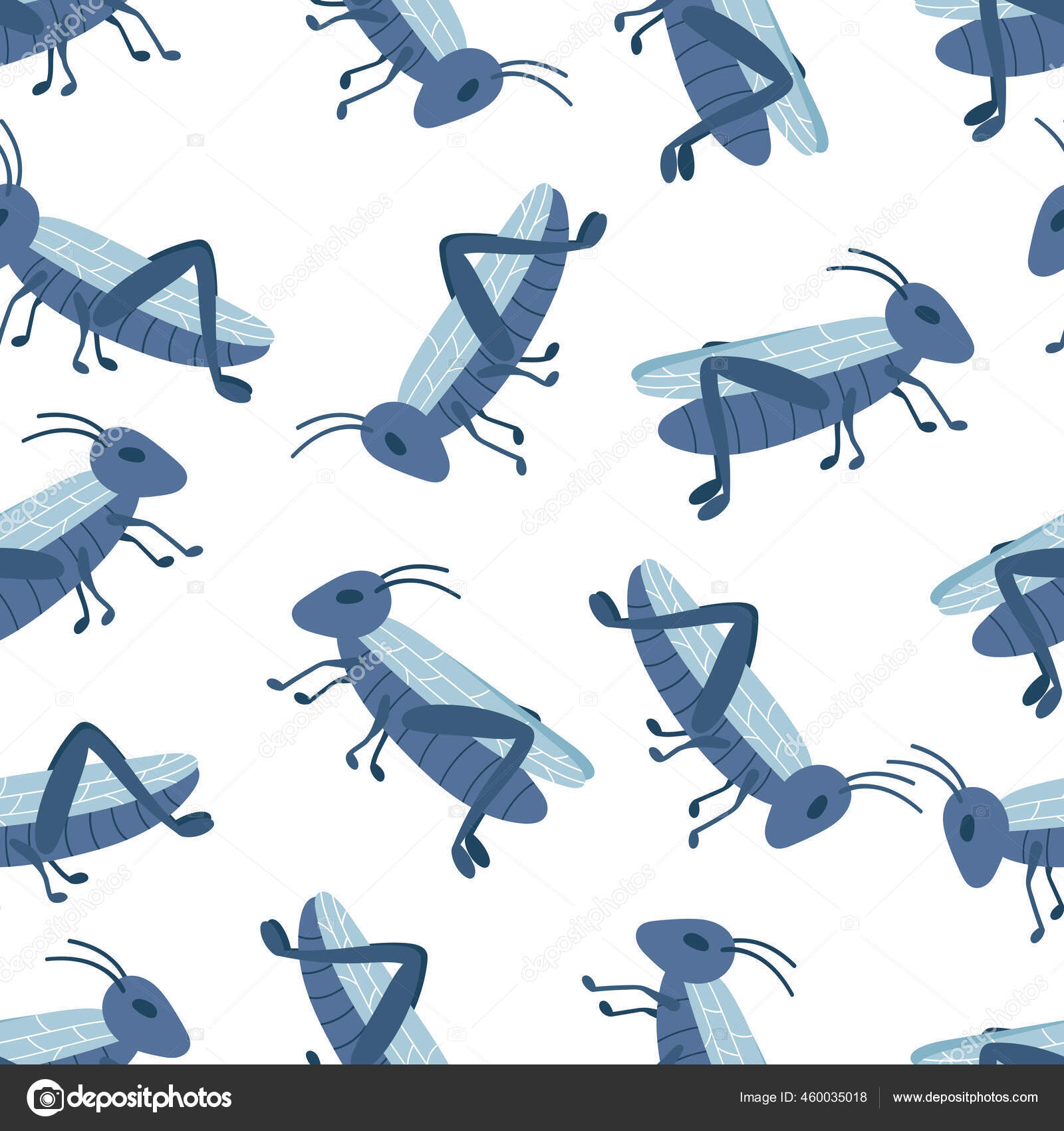 Patrón sin costuras con saltamontes de garabato sobre fondo blanco ...