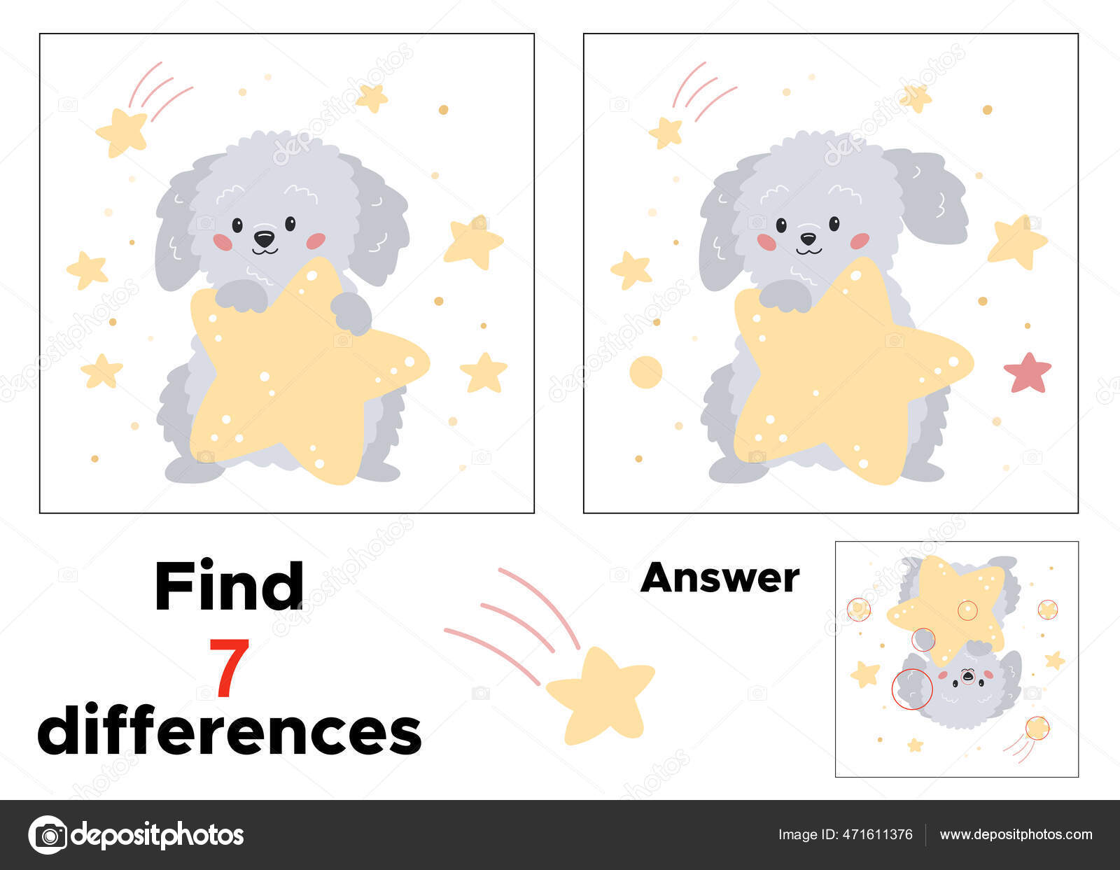 Educational game for preschool children. Find seven differences. With ...