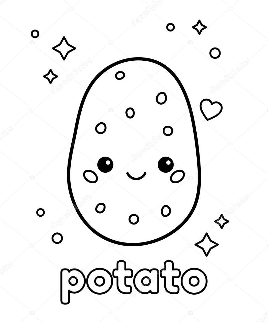 Bonita patata de dibujos animados. Página para colorear para niños ...