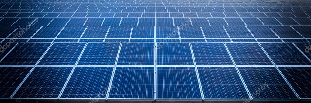 Solar cell panels in a photovoltaic power plant — Stock Photo © tumeyes ...