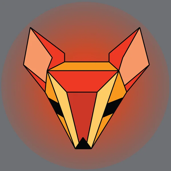 Geometric fox head isolated on grey background vintage vector design ...