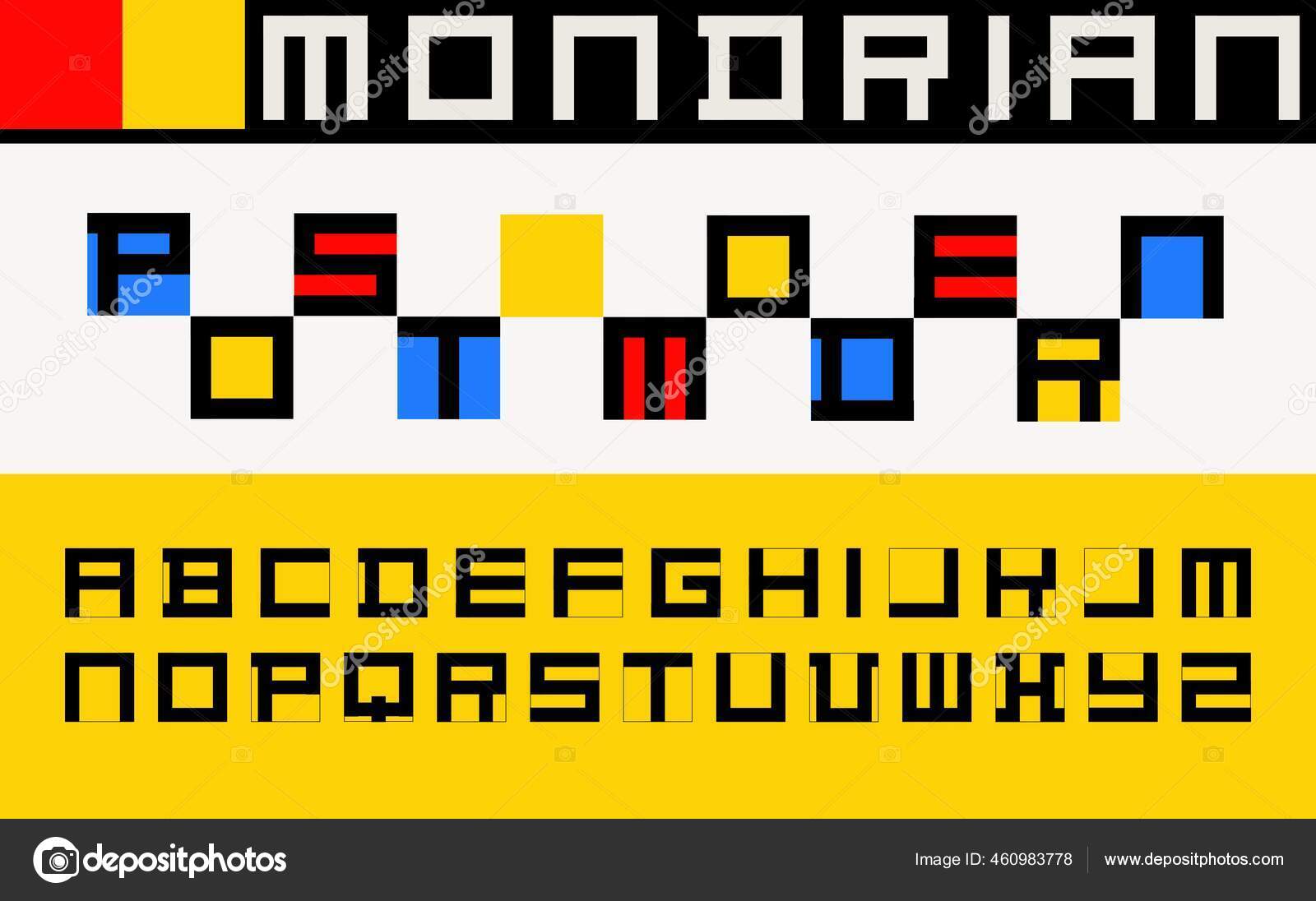 Vettoriale stockAlfabeto decorativo postmoderno, font in stile ...