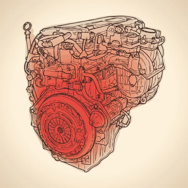 Old internal combustion engine — Stock Vector © PGMart #54609527