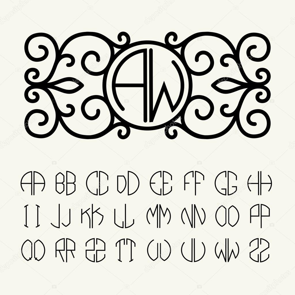 Conjunto de letras de plantilla para crear monogramas 2023