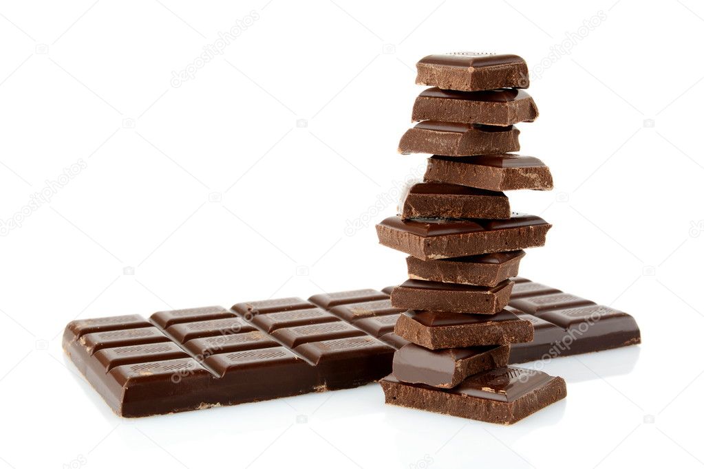 Stack of blocks of chocolates on white background Stock Photo by ©dla4 ...