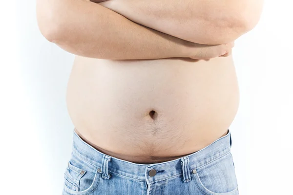 Overweight paunchy fat man on white background Stock Photo by ©prapass ...