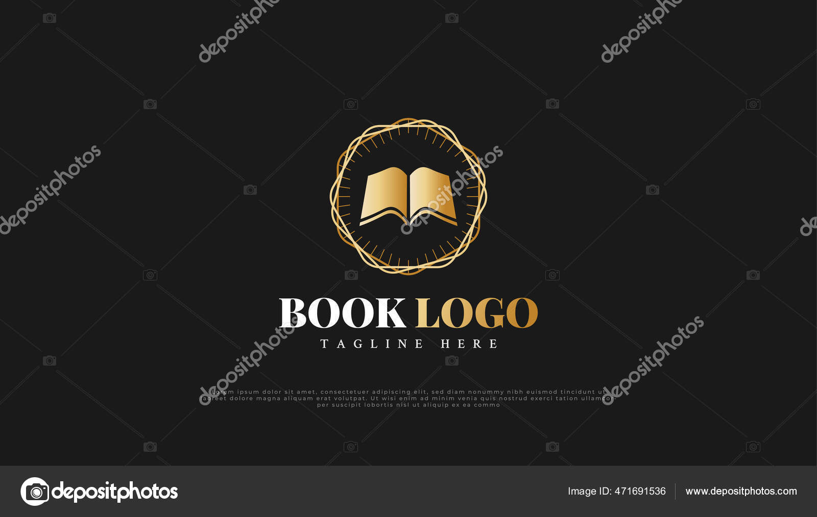 Luxury Book Logo Gold Gradient Vintage Style Usable Business Education ...