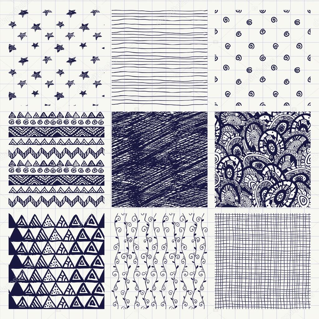 Pen Drawing Seamless Textures Stock Vector Image by ©OliaFedorovsky ...