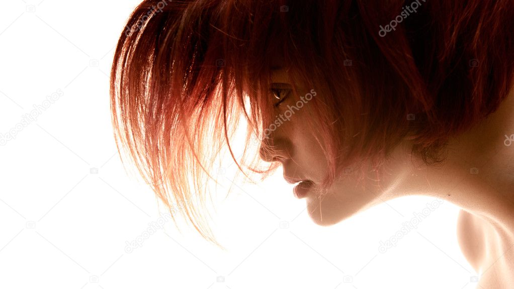 Woman's profile on white backaground Stock Photo by ©savitskiy.lev 69527353
