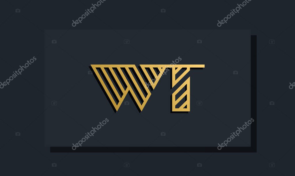 Elegante línea de arte inicial letra logo WT. Este logotipo incorpora ...