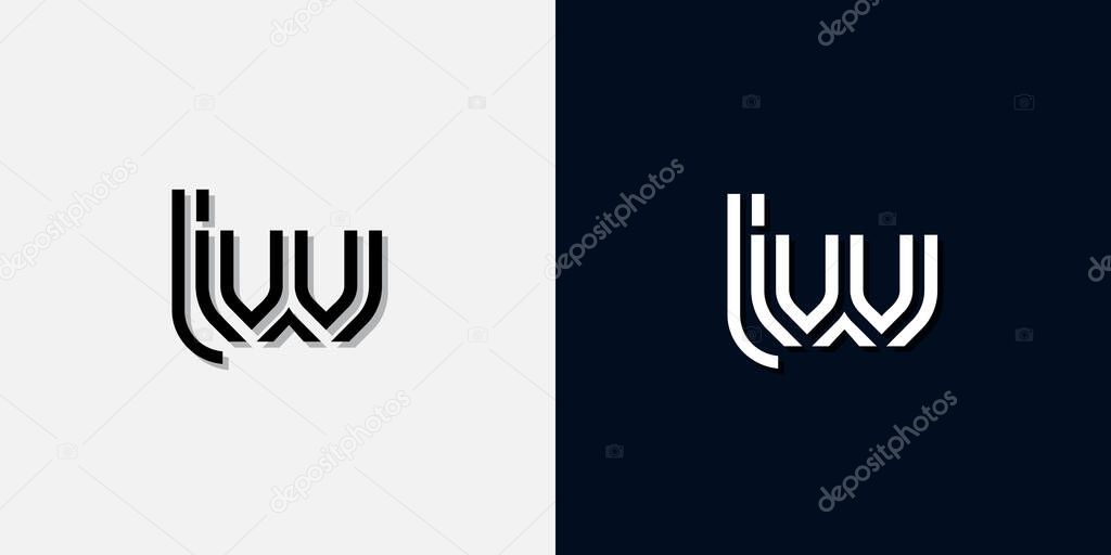 Modern Abstract Letra inicial logo de LW. Este icono incorpora con dos ...