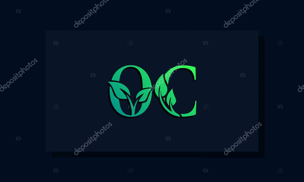 Estilo de hoja mínima Inicial logo OC. Este logo incorpora con hoja y ...