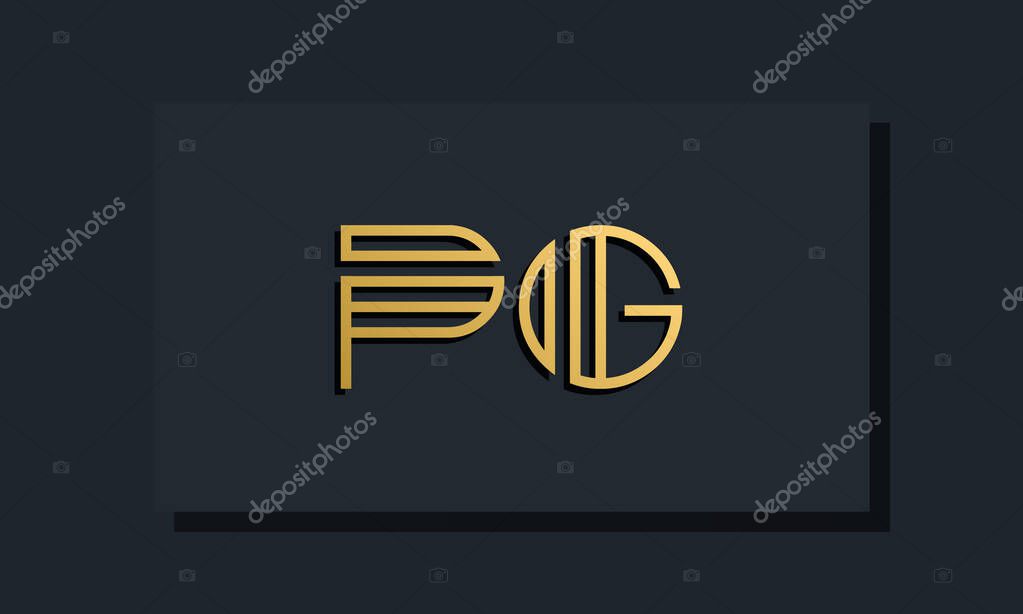 Elegante línea de arte inicial letra PG logo. Este logotipo incorpora ...