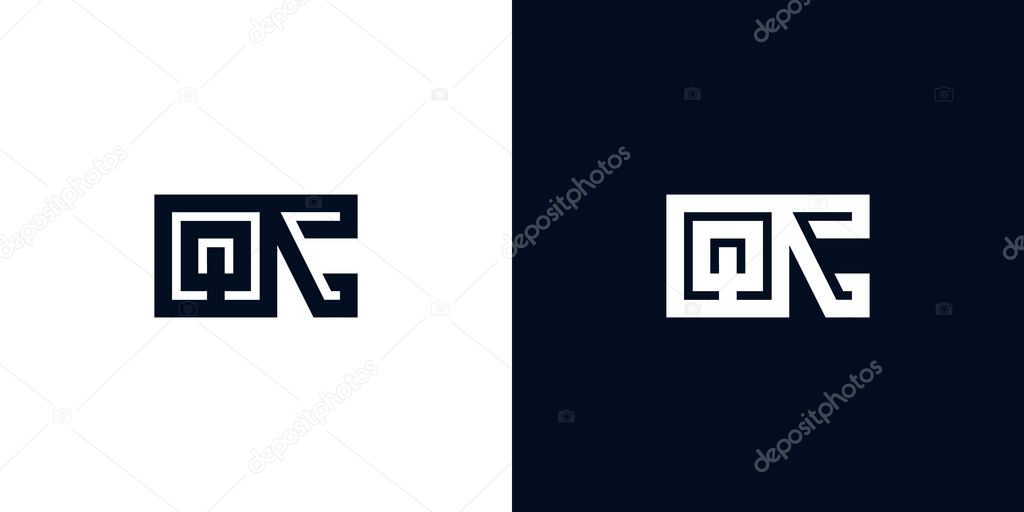 Letras iniciales creativas mínimas logotipo de control de calidad. Este ...