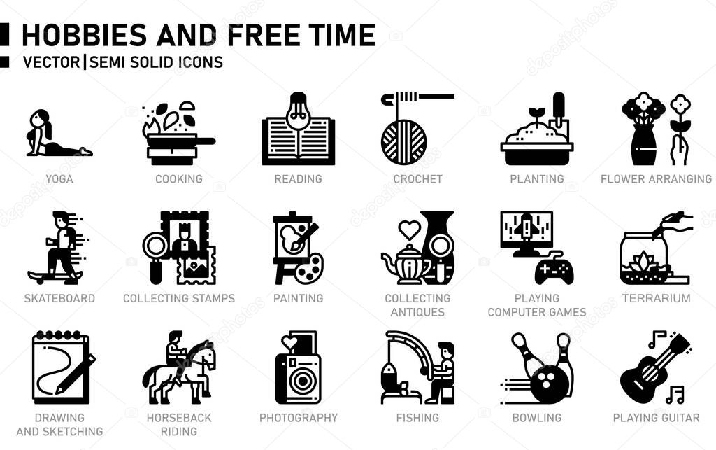 Hobbies and Free Time icon set for website, application, printing ...