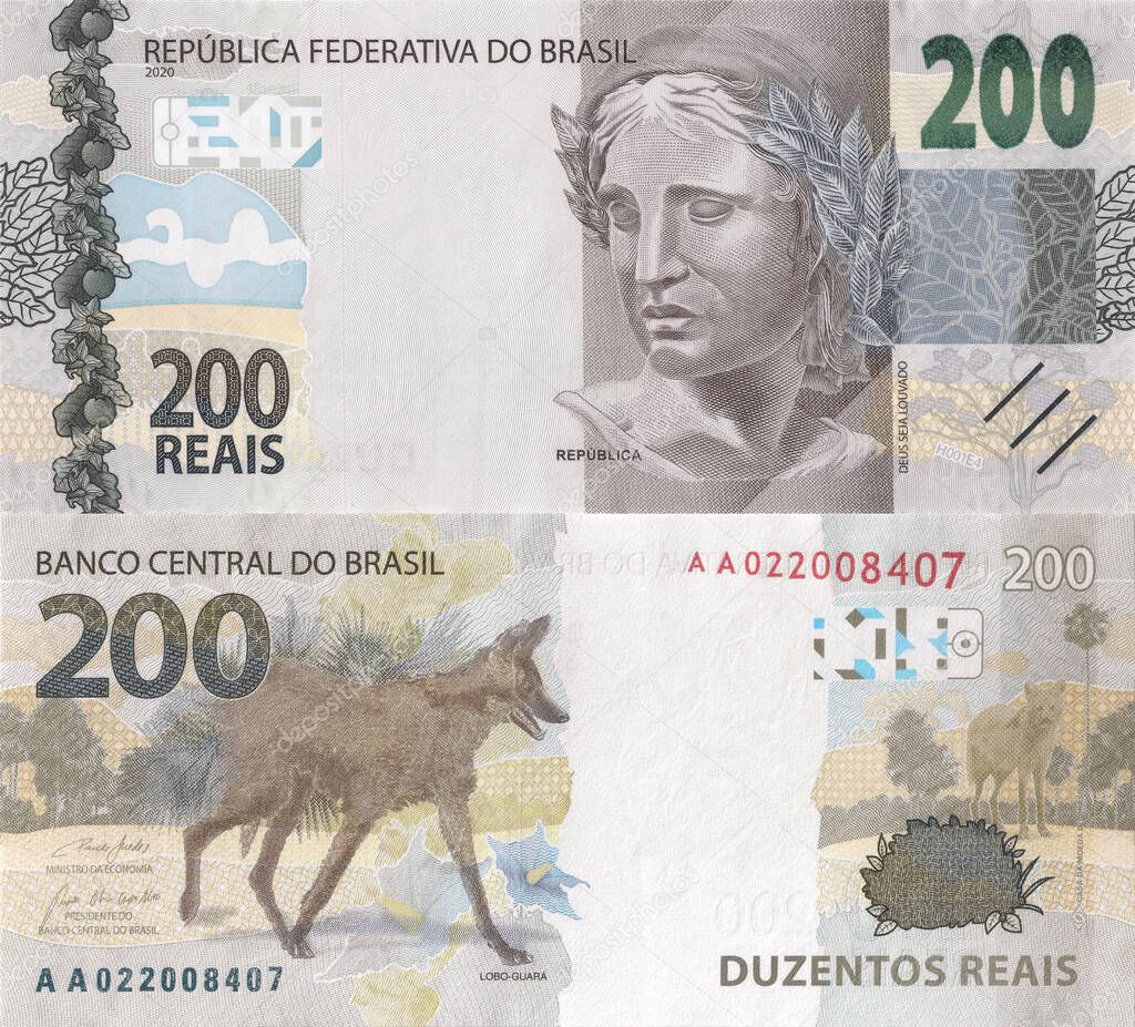 Billete de doscientos reales. Billete brasileño de alta resolución y ...