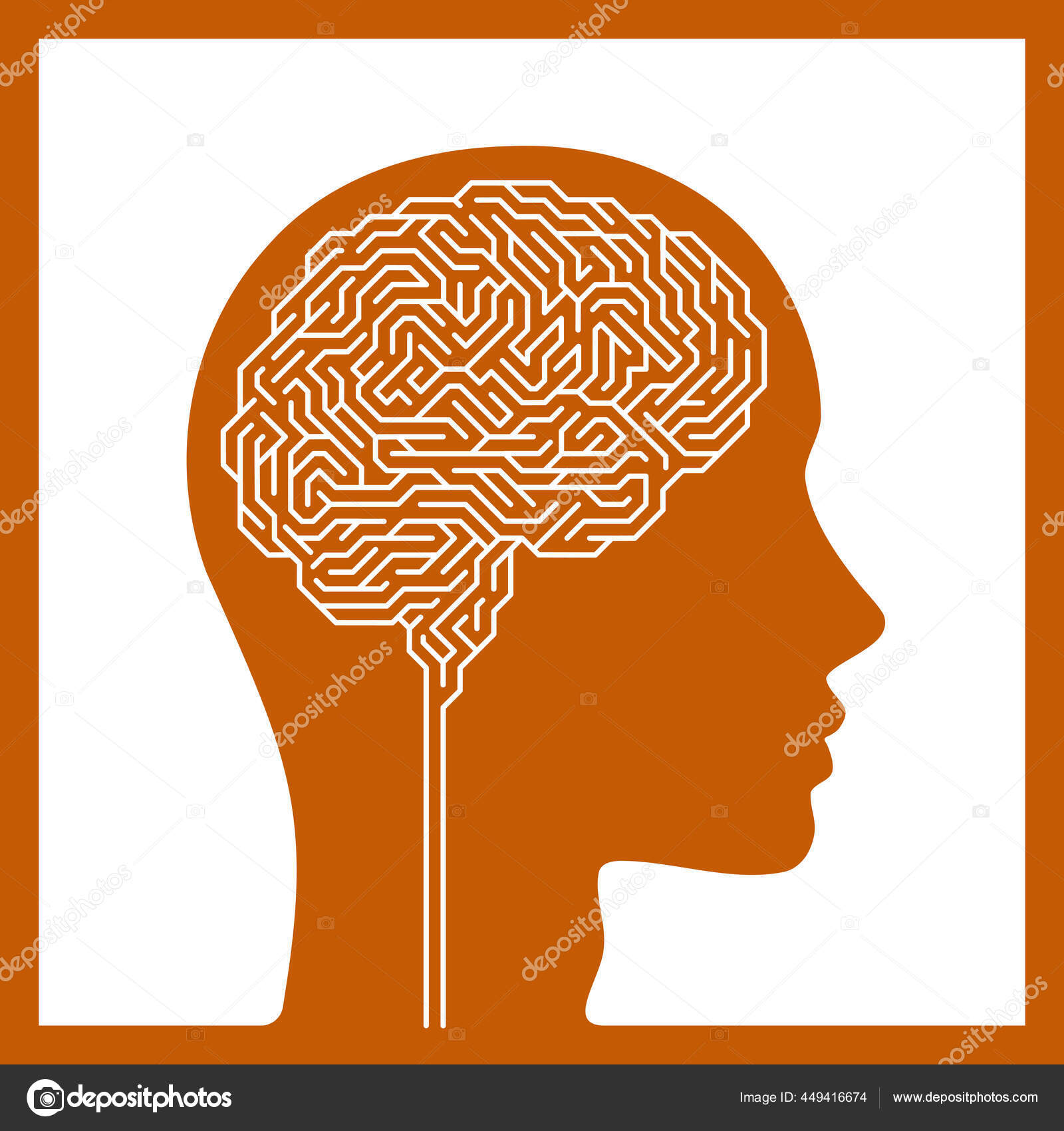 Vector Illustration Brain Shaped Maze Conceptual Image Science Medicine ...