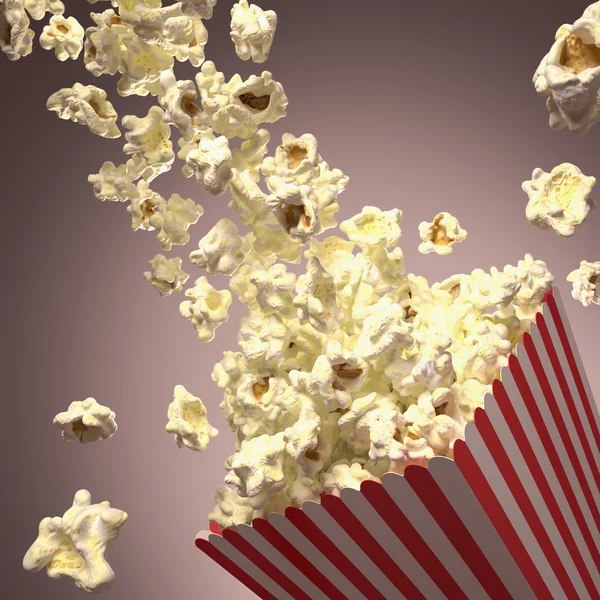 Popcorn exploding inside the packaging striped. Stock Photo by ...