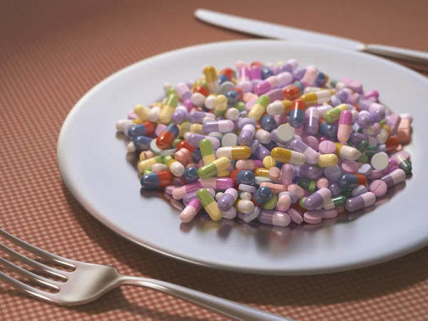 Medicines and supplements instead of food. - Stock Image - Everypixel