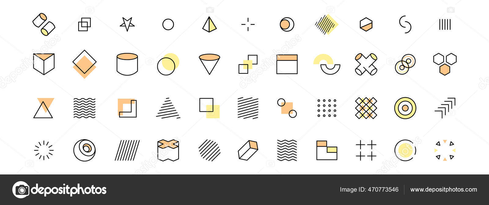 Big Set Modern Memphis Icons Abstract Geometric Shapes Design ...