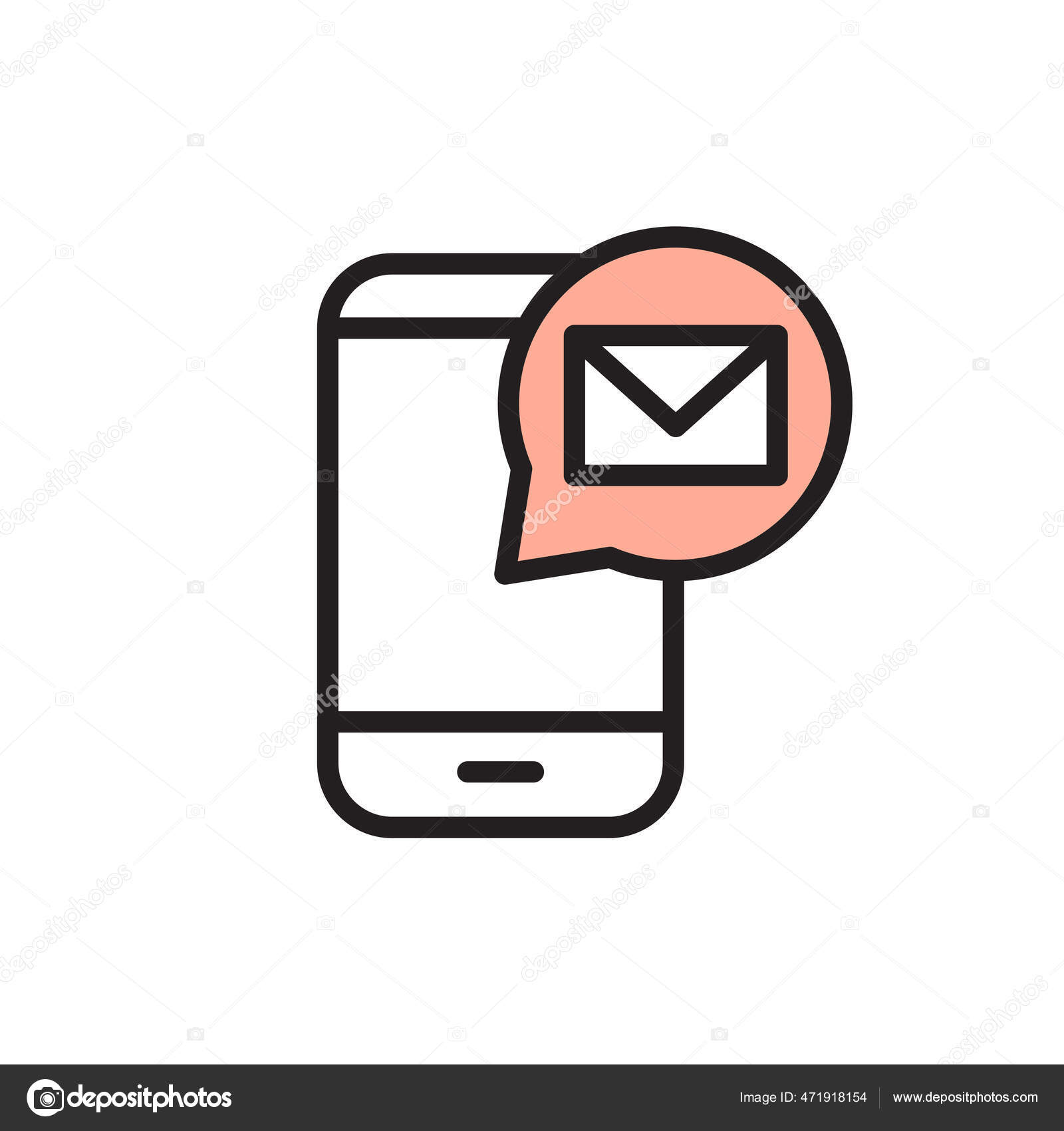 Receive Message Glyph Design Icon Isolated White Usable Design Material ...