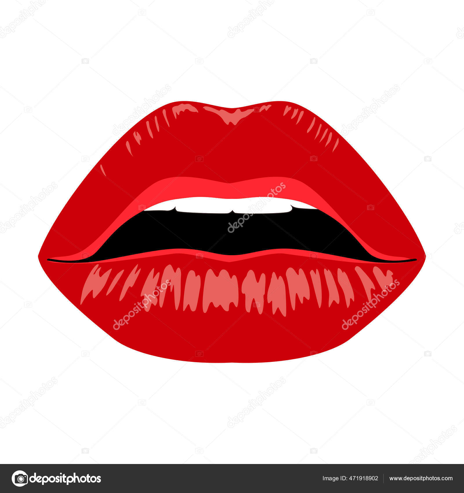 Vector Illustration Beautiful Female Lips Teeth White Background Stock ...