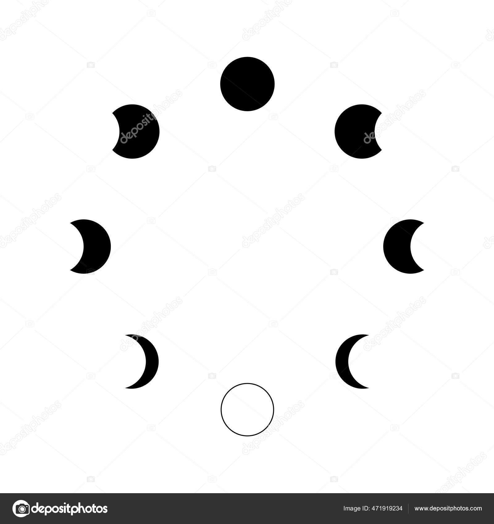 Moon Phases Flat Icons Illustration Isolated White Background Stock ...