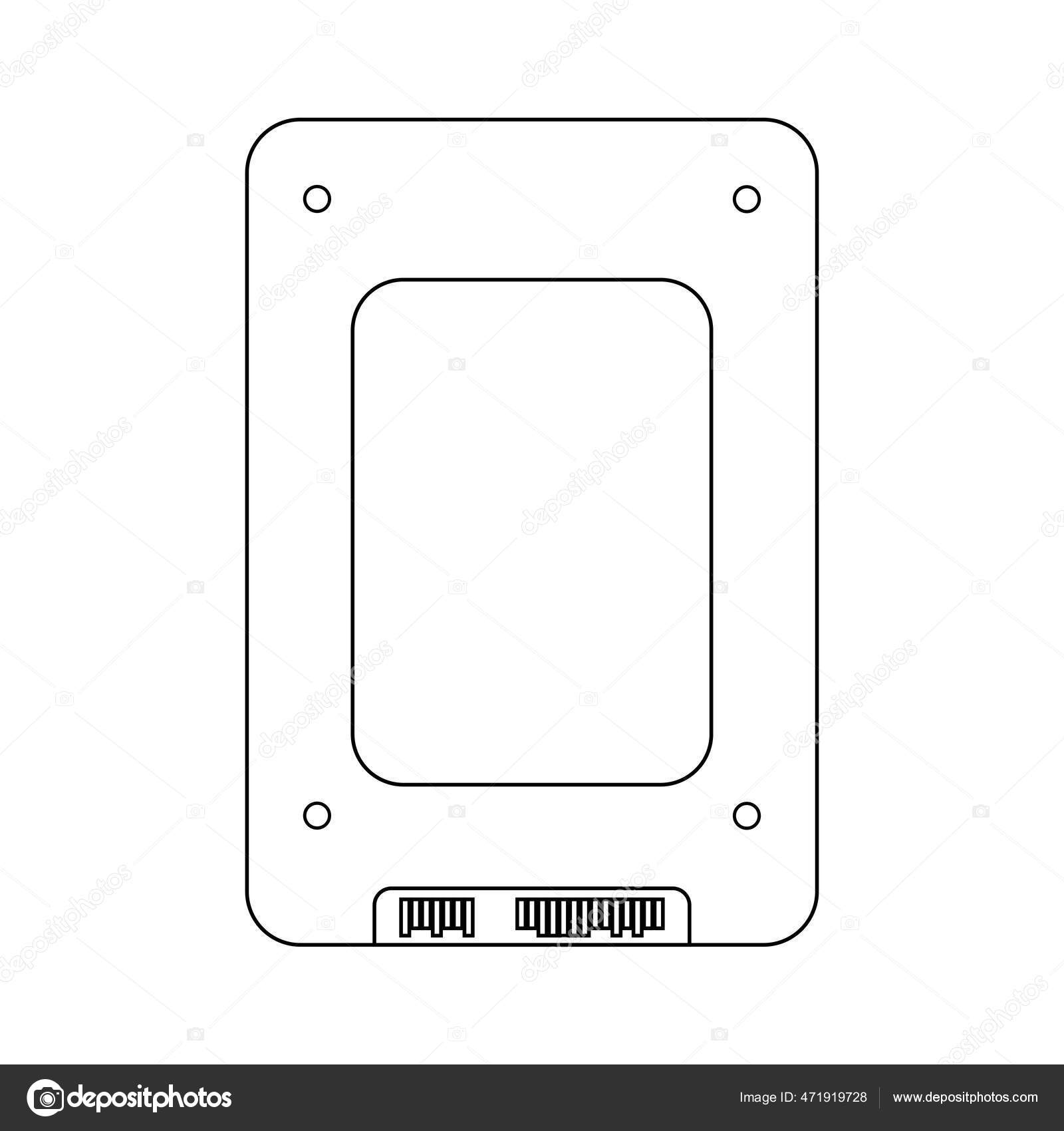 Ssd Line Icon Solid State Drive Sign Storage Disk Symbol Stock Vector ...