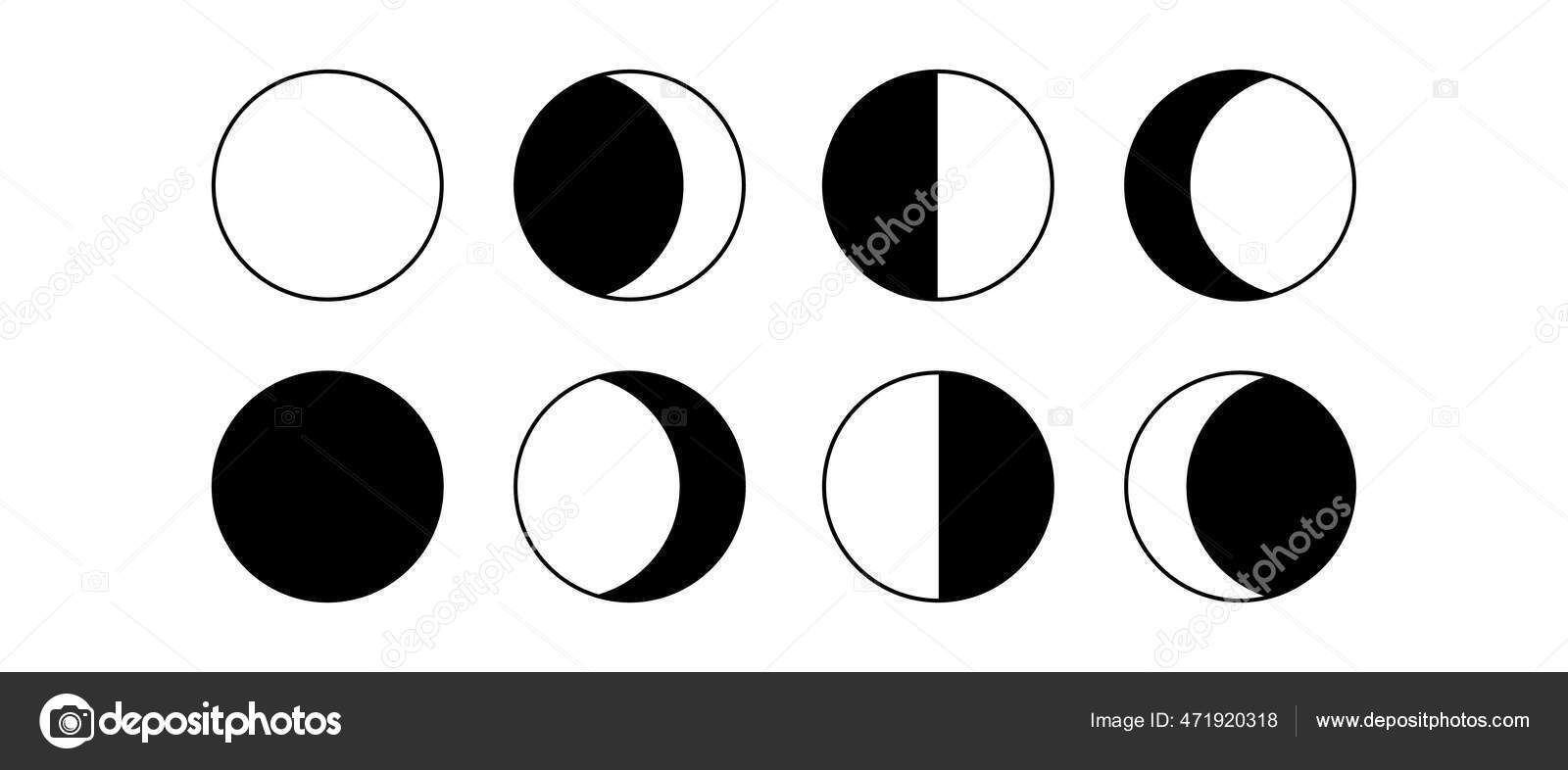 Moon Phases Flat Icons Illustration Isolated White Background Stock Vector Image by ...