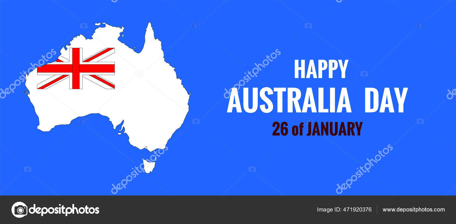 Happy Australia Day Banner Map Australia Flag Blue Background Vector ...