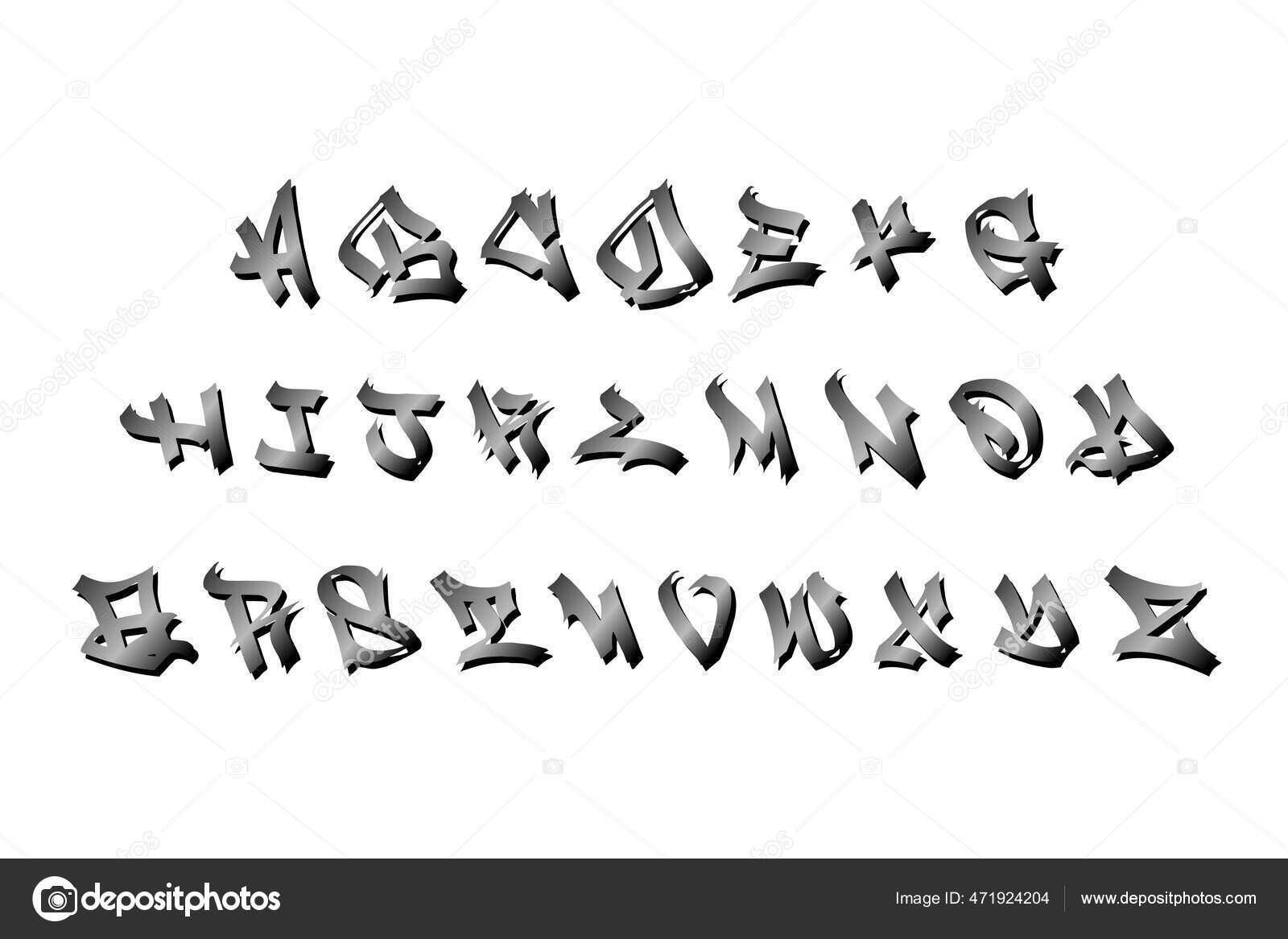 Alfabeto Estilo Gótico Graffiti Vector Vector de stock #471924204 de ...