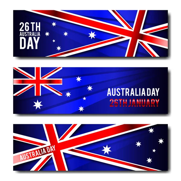 Happy Australia Day Banner Map Australia Flag Blue Background Vector ...