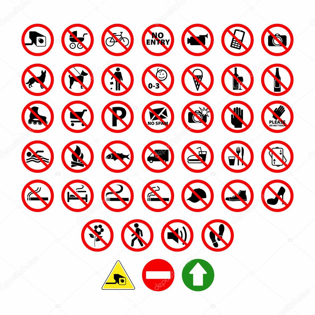Signos de prohibición, señales de peligro de advertencia, diseño de ...