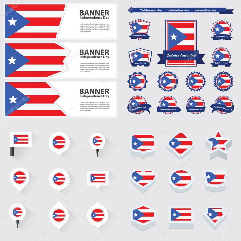 PUERTO RICO independence day, infographic, and label Set. Stock Vector ...