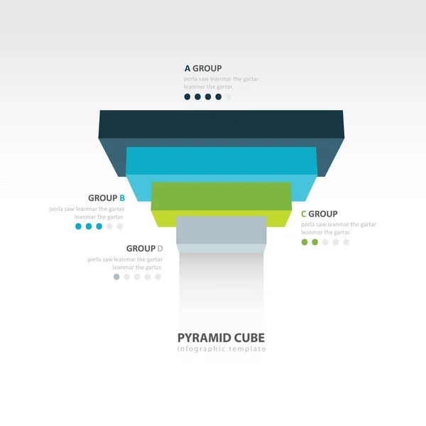 Pyramid cube upside down infographic template white color balan Stock ...